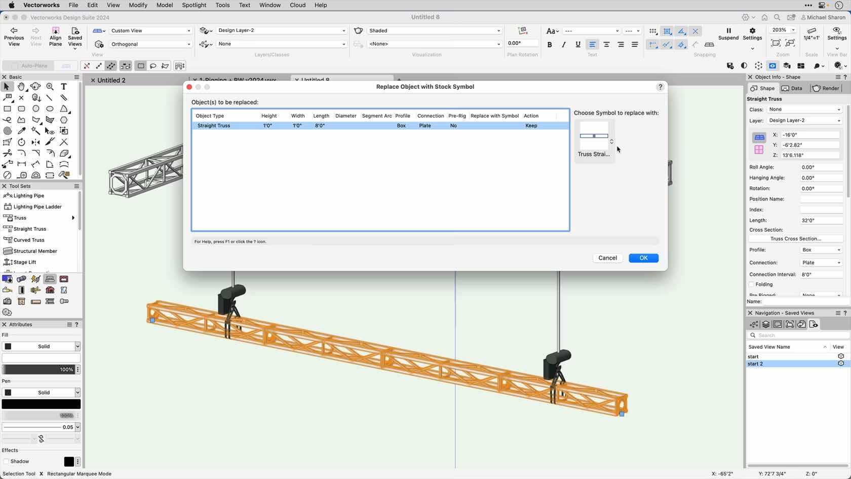 CONVERTING STRAIGHT TRUSS TO TRUSS OBJECTS 2024 | Vectorworks University
